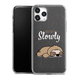 DeinDesign iPhone 11 Pro Handy Slim Case Silikon Handyh&uuml;lle transparent H&uuml;lle extra d&uuml;nn Sayings Sloth Lazy Sunday Silikon Slim Case