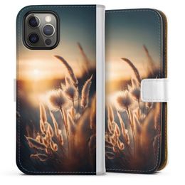 DeinDesign iPhone 12 Pro Max Handy Klapph&uuml;lle Handyh&uuml;lle aus Kunst Leder wei&szlig; Flip Case Sun Pampasgras Nature Sideflip mit Lasche