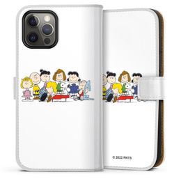 DeinDesign iPhone 12 Pro Max Handy Klapph&uuml;lle Handyh&uuml;lle aus Kunst Leder wei&szlig; Flip Case Peanuts Kindheit Merchandise Sideflip mit Lasche