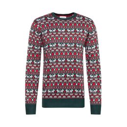LINDBERGH Pullover 'Christmas' Herren Gr&ouml;&szlig;e S dunkelgr&uuml;n / rot / wei&szlig; Weihnachtspullover