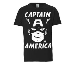 logoshirt T-Shirt 'Marvel Comics - Captain America' Damen Gr&ouml;&szlig;e M schwarz