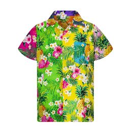 King Kameha Button Up Shirt 'Pineapple Flowers' boy Mixed colors size 134/146