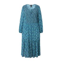 Ulla Popken Midikleid Damen Gr&ouml;&szlig;e 42/44 marine / navy / aqua / hellblau Winterkleid