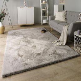 Hochflor-Teppich Paco Home, B:160cm H:39mm L:230cm, grau, Polyester, Teppiche, "Rabbit Deluxe 860", Kunstfell, Uni-Farben, sehr weicher Flor,