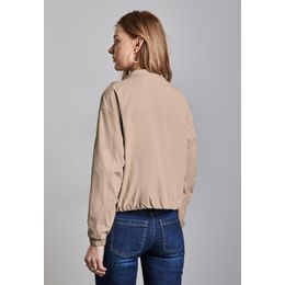 Street One Damen Kurzjacke, beige, Gr. 44, unifarben, Stoff, Obermaterial: 62% Polyester, 38% Baumwolle; Futter: 100% Polyester, Jacken, aus softem