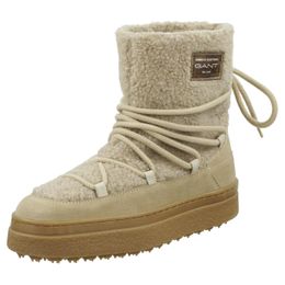 Gant Damen Winterboots "Snowhill", Gr. 37, beige, Veloursleder, Wolle, Schuhe, Snowboots, Winterstiefel, Schlupfstiefel mit Warmfutter