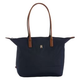Tommy Hilfiger Damen Tragetasche "POPETTE TOTE", blau, Leder, Nylon, Taschen, Damen Handtasche, Schultertasche mit kontrastfarbigen Henkeln