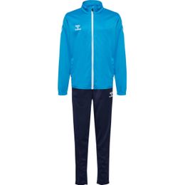 Hummel Jungen Trainingsanzug "HMLLOGO SUIT KIDS", blau, Gr. 152, Stoff, Obermaterial: 100% Polyester, Sportanz&uuml;ge, f&uuml;r Kinder und Jugendliche,