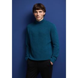 Street One MEN Herren Stehkragenpullover, blau, Gr. XXXL, unifarben, Web, 100% Baumwolle, Pullover, aus reiner Baumwolle