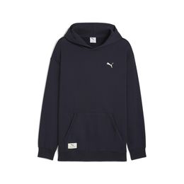 Hoodie Puma "Puma Class Relaxed Hoodie Herren", Herren, Gr. L, new navy blau, Obermaterial: 34% Polyester, 66% Baumwolle; &Auml;rmel: 23% Polyester, 77% Baumwolle; Kapuze: 77% Baumwolle, 23% Polyester; Rippe: 3% Elasthan, 97% Baumwolle, relaxed fit, Sweatshirts Hoodie