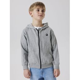 Kapuzensweatjacke name it "NKMVIMO LS SWEAT CARD BRU NOOS", Jungen, Gr. 158/164, grau melange, Sweatware, Obermaterial: 60% Baumwolle, 40% Polyester, unifarben, taillenbedeckt, Rundhals, Rippb&uuml;ndchen, Sweatjacken