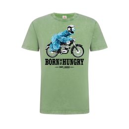 logoshirt Shirt 'Sesamstrasse - Kr&uuml;melmonster Motorrad' male Green size XS