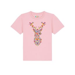 watabout.kids T-Shirt 'Floral Deer' Jungen Gr&ouml;&szlig;e 110/116 blau / gr&uuml;n / pink / rosa