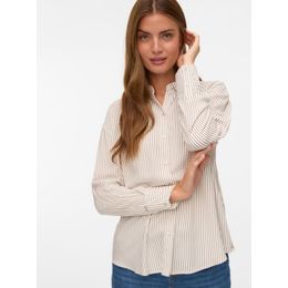 V&eacute;ro Moda VERO MODA Damen Langarmbluse "VMALICE LS SHIRT WVN GA NOOS"snow wei&szlig; stripes:silber mink stripe, Gr. XS, gestreift, Web, Obermaterial: 100% Viskose,