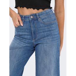 Only Damen High-waist-Jeans "ONLANN-MADISON HW CROP WD DNM SOO618NOOS", blau, Gr. M, unifarben, Denim/Jeans, Obermaterial: 86% Baumwolle, 13%
