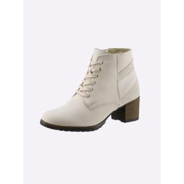 Heine Damen Schn&uuml;rstiefelette, Gr. 40, beige, Glattleder, Leder, Schuhe