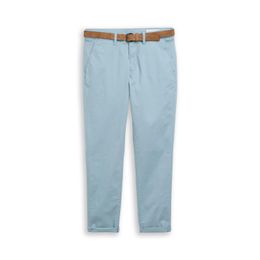 Tom Tailor Denim Herren Slim Chino Hose mit G&uuml;rtel, blau, Uni, Gr. 28/32