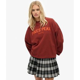 Superdry Damen Baumwolle Logo Druck L&auml;ssiges Outdoor Location Sweatshirt Mit Rundhalsausschnitt, Braun - Gr&ouml;&szlig;e: 40 21026235007678DS019