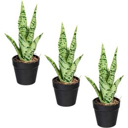 Kunstpflanze Creativ green "Sanseveria", gr&uuml;n (gr&uuml;n, grau), H:27cm &Oslash;:8,5cm, Kunststoff, Kunstpflanzen, Kunstpflanze, im 3er Set