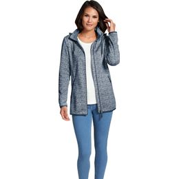 CR&Eacute;ATION L Damen Kapuzenfleecejacke mit abnehmbarer Kapuze marine-wei&szlig;-gemustert Gr&ouml;&szlig;e 38