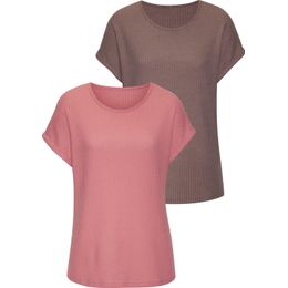 Vivance Damen Kurzarmshirt beere, taupe Gr&ouml;&szlig;e 40/42