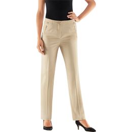 COME ON Damen B&uuml;gelfaltenhose mit Rei&szlig;verschluss-Taschen sand Gr&ouml;&szlig;e 195