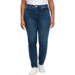 sheego Damen Skinny Jeans mit Bodyforming-Effekt dark blue denim Gr&ouml;&szlig;e 21