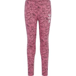 Hummel Leggings 'Maya' M&auml;dchen Gr&ouml;&szlig;e 128 ros&eacute; / schwarz / wei&szlig;
