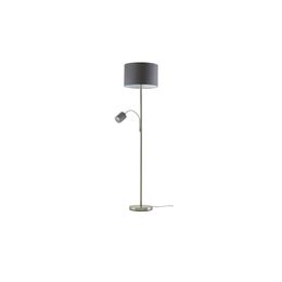 Trio Stehleuchte 2-flammig nickel matt Stoffschirm grau grau Ma&szlig;e (cm): H: 170 &Oslash;: 40.0 &raquo; M&ouml;bel Kraft