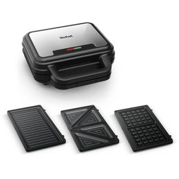 Tefal Sandwichmaker "Ultracompact 3-in-1 Sandwich/Waffel/Panini, Antihaftbeschichtung", schwarz, B:23cm H:9cm T:23cm, Sandwichmaker, platzsparende Aufbewahrung, Ma&szlig;e: 23 x 23 x 9 cm, SW383D