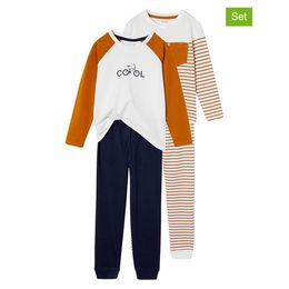 Vertbaudet 2er-Set: Pyjamas in Orange/ Dunkelblau - 43% | Gr&ouml;&szlig;e 128 | Kinder-waesche