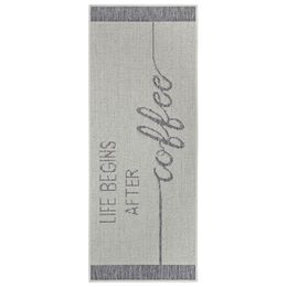 Hanse Home K&uuml;chenl&auml;ufer "Life Begins After Coffee" in Creme/ Grau - 45% | Gr&ouml;&szlig;e 92x150 cm |