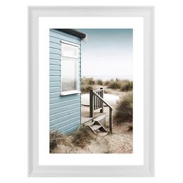 Ars Longa Gerahmter Kunstdruck "Blue Cabin on the Beach" - (L)70 x (B)50 cm - 32% | Wanddekoration