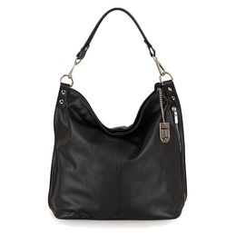 Lucca Baldi Leder-Schultertasche "Bolzano" in Schwarz - (B)45 x (H)40 x (T)15 cm - 74% | Damen-taschen