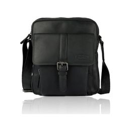Bellicci Leder-Umh&auml;ngetasche "Karl" in Schwarz - (B)24 x (H)27 x (T)8,5 cm - 45% | Herrentaschen