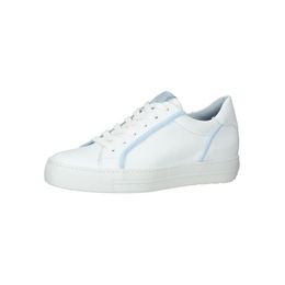 Paul Green Leder-Sneakers in Wei&szlig;/ Hellblau - 56% | Gr&ouml;&szlig;e 38 | Damen-sneakers