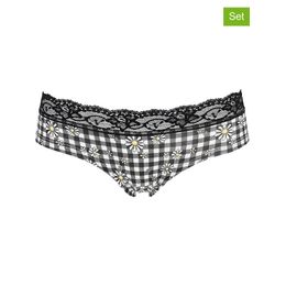COTONELLA 2er-Set: Slips in Wei&szlig;/ Schwarz - 53% | Gr&ouml;&szlig;e L | Damen-unterteile