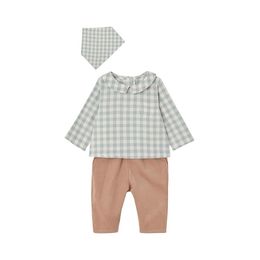 Vertbaudet 3tlg. Outfit in Hellblau/ Wei&szlig;/ Hellbraun - 57% | Gr&ouml;&szlig;e 56 | Baby-langarmshirts