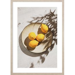 Ars Longa Gerahmter Kunstdruck "Lemons on a plate" - 32% | Gr&ouml;&szlig;e 70x100 cm | Wanddekoration