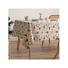 GAMUSI Tischdecke ''Snowpine'' in Beige/ Gr&uuml;n - 12% | Gr&ouml;&szlig;e 160x100 cm |