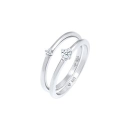 Elli DIAMONDS Ring Ring Set, Verlobungsring Damen Gr&ouml;&szlig;e 54 silber