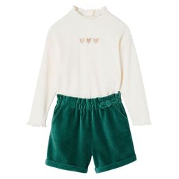 Vertbaudet 2tlg. Outfit in Wei&szlig;/ Gr&uuml;n - 50% | Gr&ouml;&szlig;e 104 | Kinder-pullover