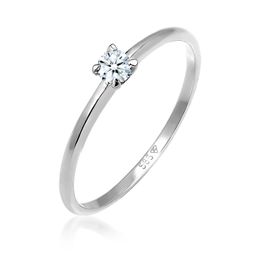 Elli Ringe - Ring Solit&auml;r Verlobung Diamant (0.06 ct.) 585 Wei&szlig; - Gr. 52 MM - in Silber - f&uuml;r Damen