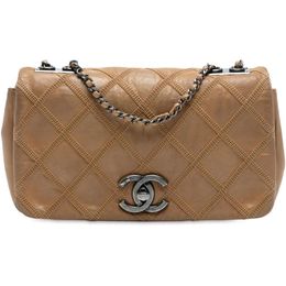 Chanel Hobo Bags - CC Aged Calfskin Diamond Stitch Flap - Gr. unisize - in Braun - f&uuml;r Damen