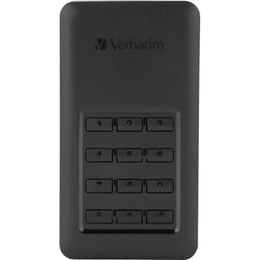 Verbatim externe SSD &raquo;Store 'n' Go Secure&laquo; 256 GB Anschluss USB 3.1 Gen-1 silber Aluminium, Kunststoff LED-Anzeigen f&uuml;r Strom-/Verschl&uuml;sselungsstatus