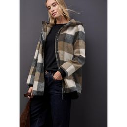 Street One Damen Street One Strickfleecejacke mit Kapuze mit Kapuze, kariert 44
