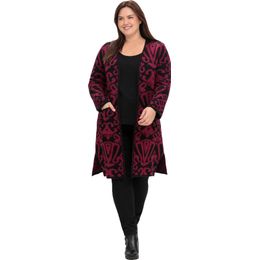 sheego by Joe Browns Damen Longstrickjacke mit Jacquard-Muster schwarz-gemustert Gr&ouml;&szlig;e 40/42
