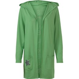 CR&Eacute;ATION L Damen Shirtjacke mit Pailletten-Schriftzug hinten apfel Gr&ouml;&szlig;e 44