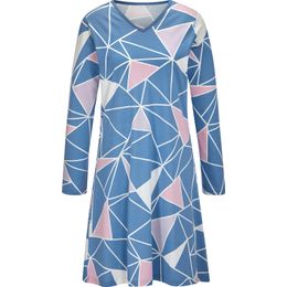 w&auml;schepur Damen Sleepshirts mit Grafikmuster mittelblau-ros&eacute;-bedruckt + flieder Gr&ouml;&szlig;e 48/50