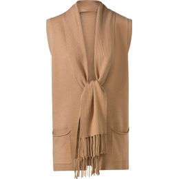 CR&Eacute;ATION L Damen Strickweste mit Schalkragen camel Gr&ouml;&szlig;e 40